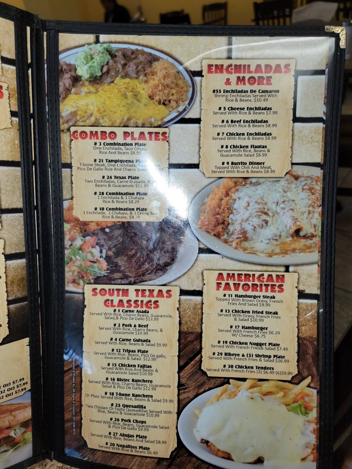 Menu at La Ribera restaurant, Corpus Christi, Morgan Ave
