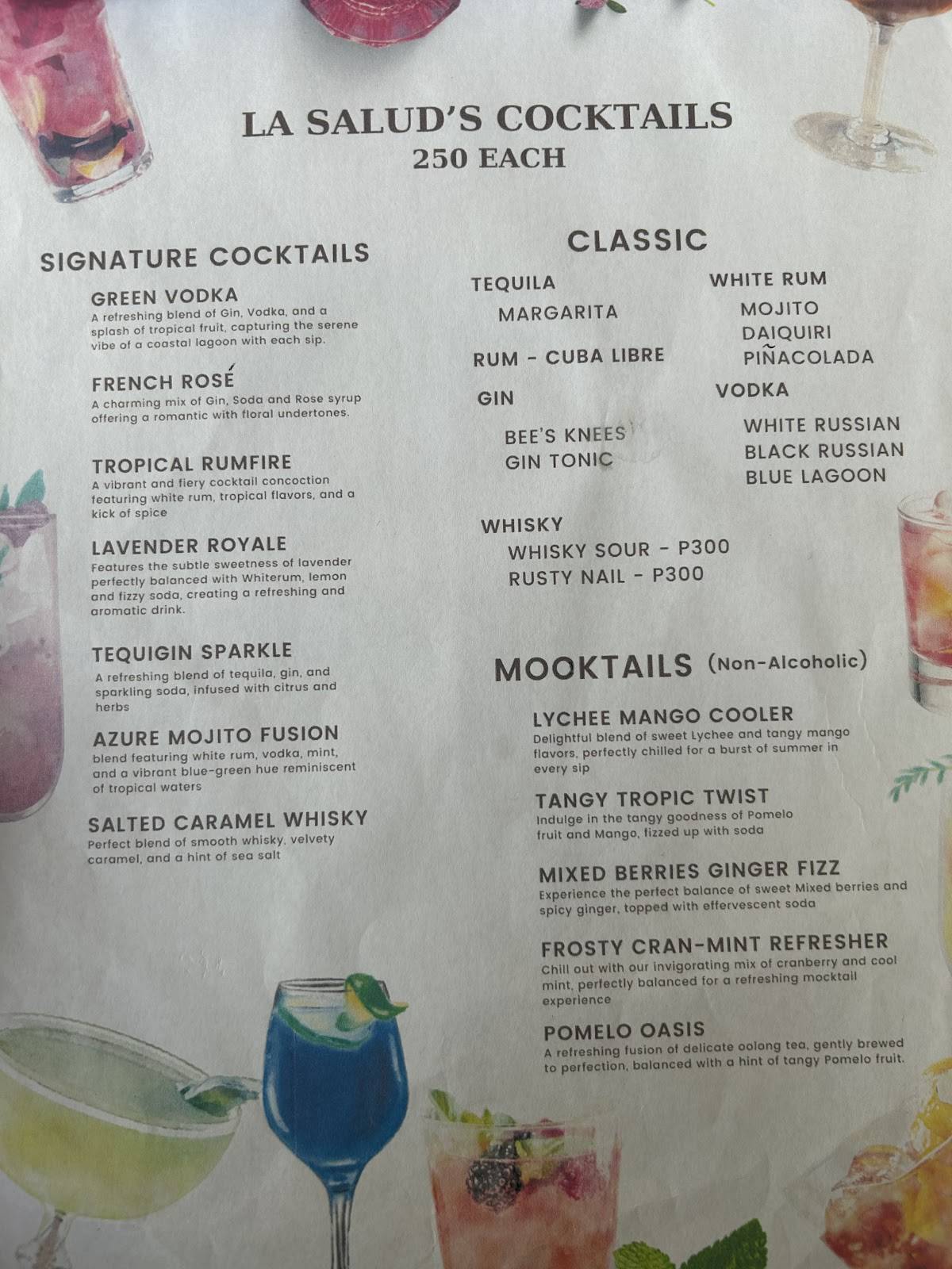 Carta de La Salud Restaurant, Dávao