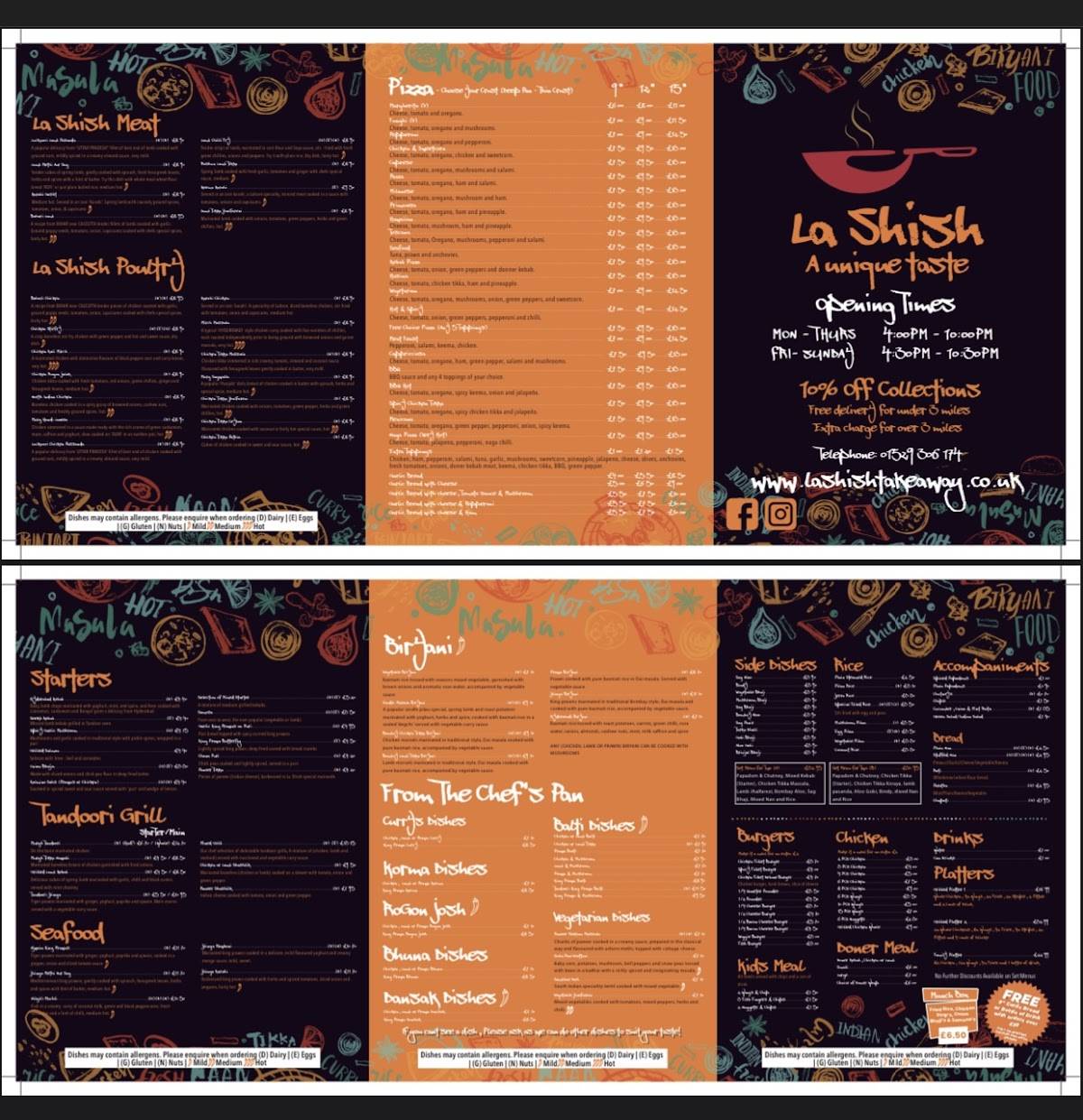 Menu at La shish fast food, Sleaford
