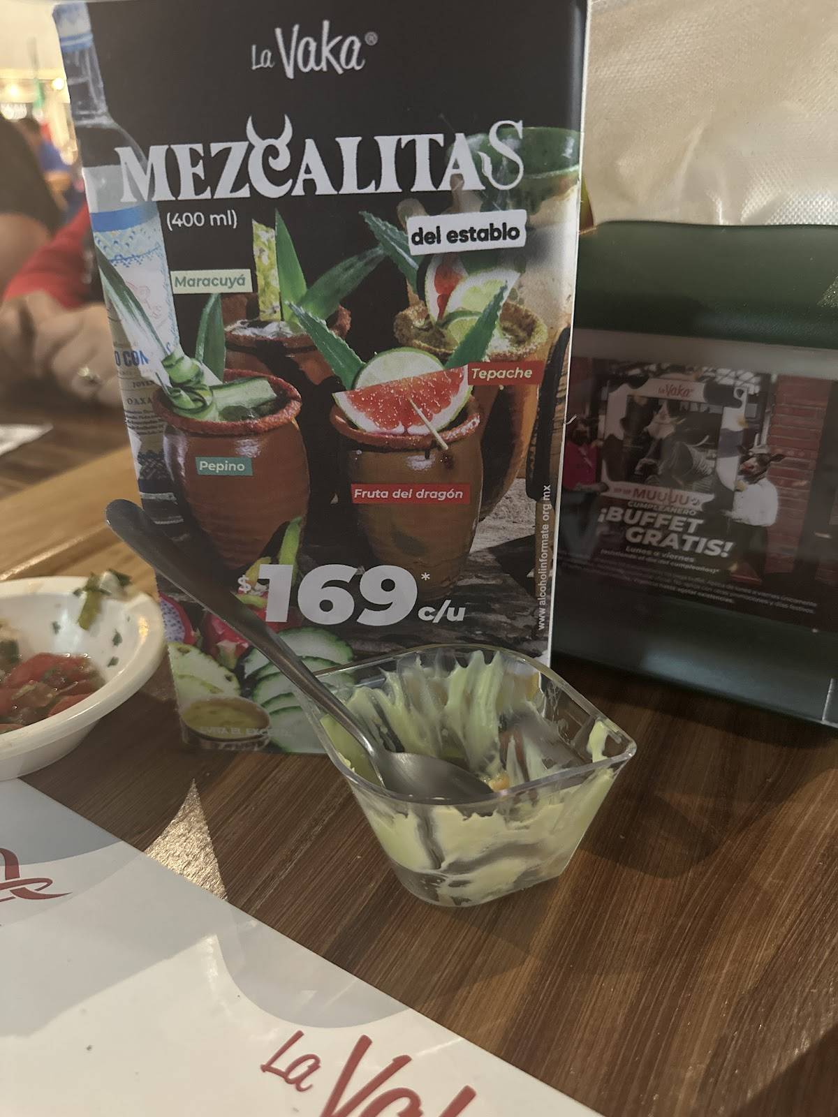 Menu at La Vaka Tepeyac restaurant, Tlalnepantla de Baz
