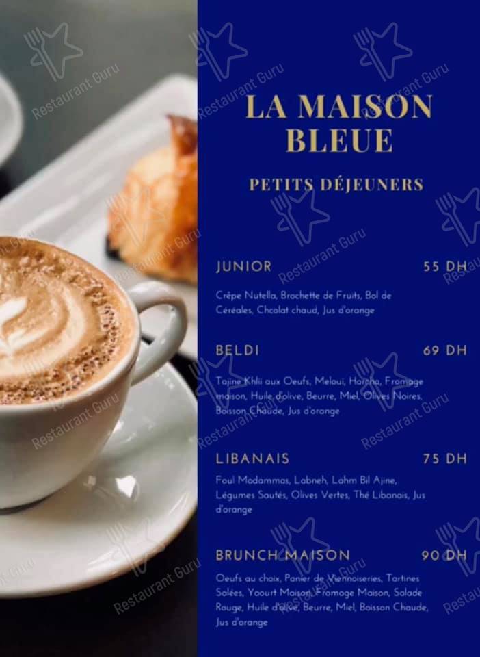 Menu au La maison bleue restaurant, Salé