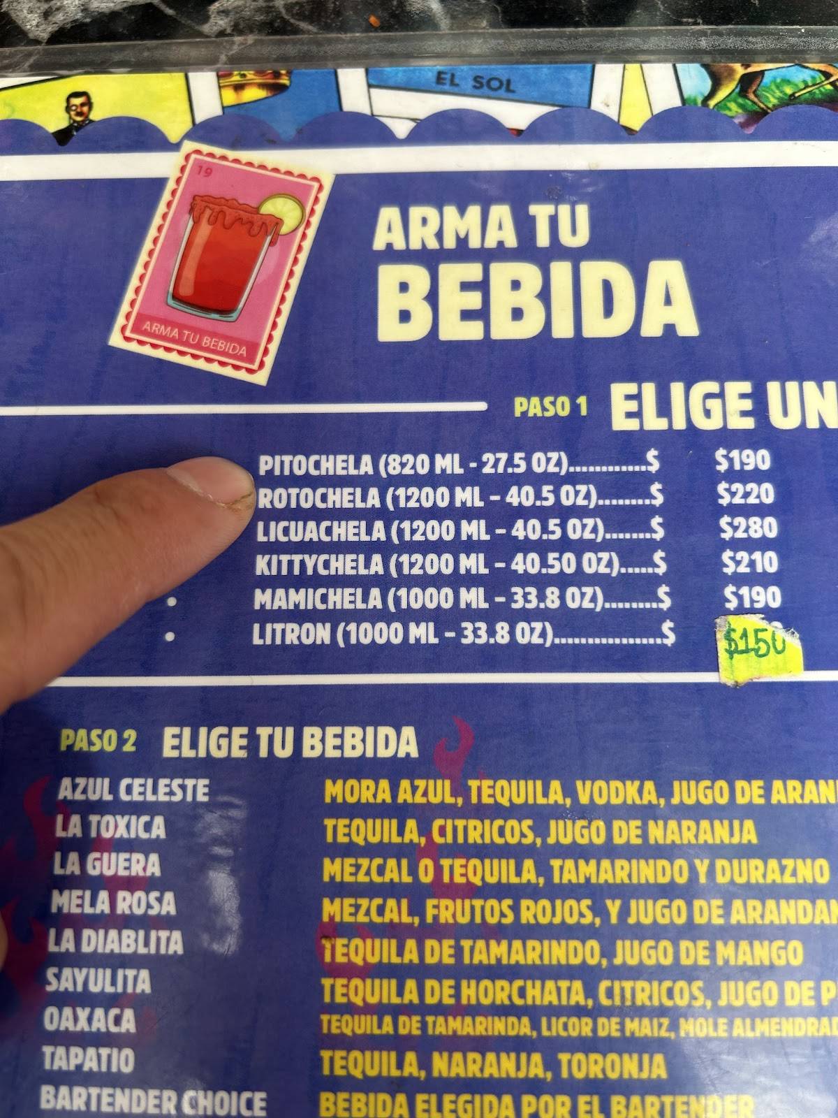 Menu at La ruta del borracho pub & bar, Tijuana