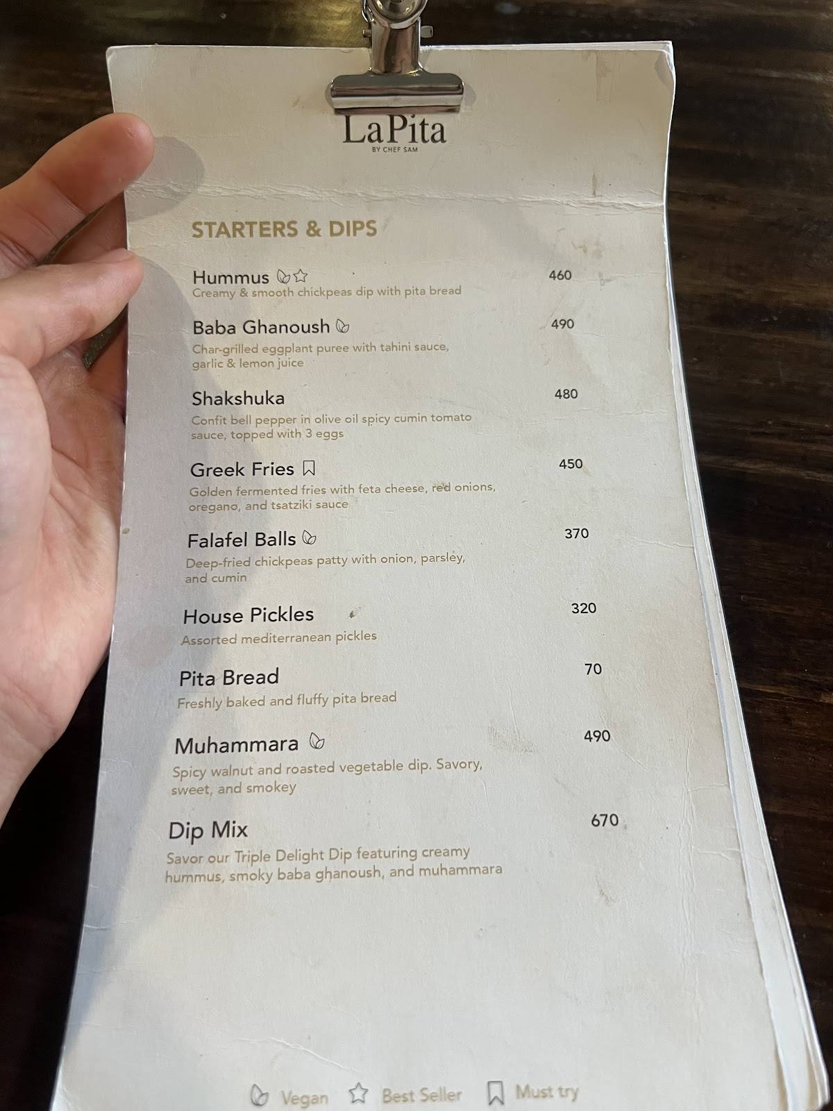 Menu at LaPita restaurant, Makati