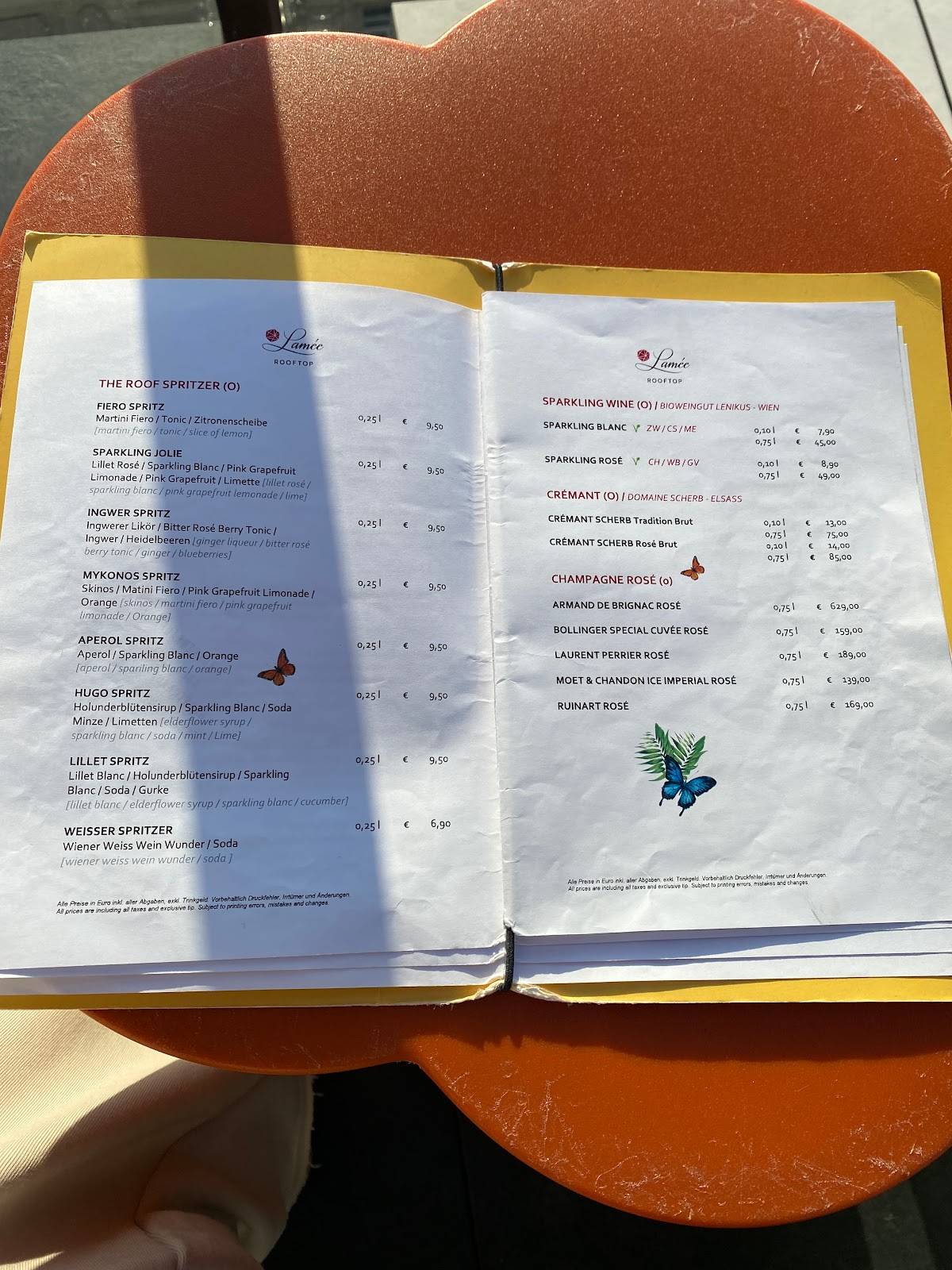Speisekarte von Lamée Rooftop pub & Bar, Wien, Rotenturmstraße 15