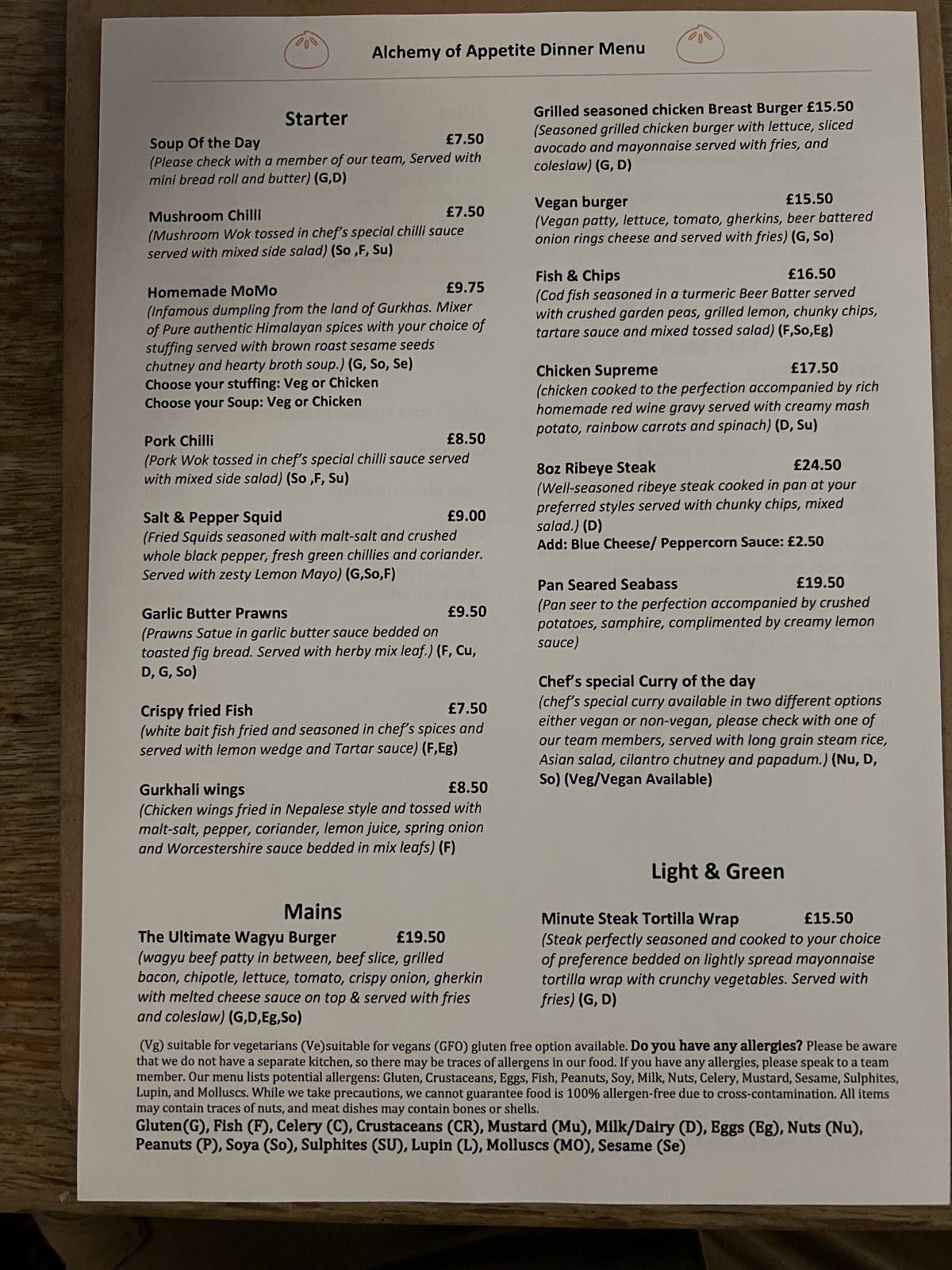 Menu at Lansdowne Arms pub & bar, Chippenham, Church Rd