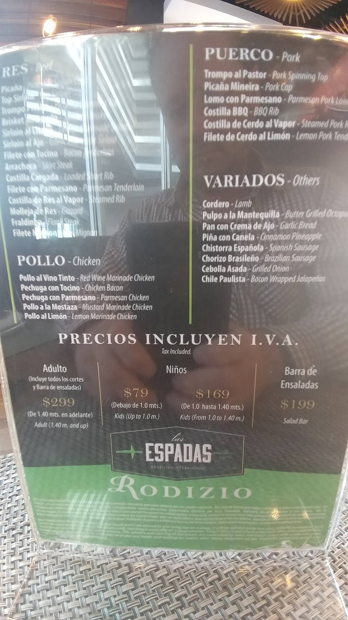 Carta de Las Espadas - Brazilian Steakhouse, Ciudad Juarez, Av. Paseo ...