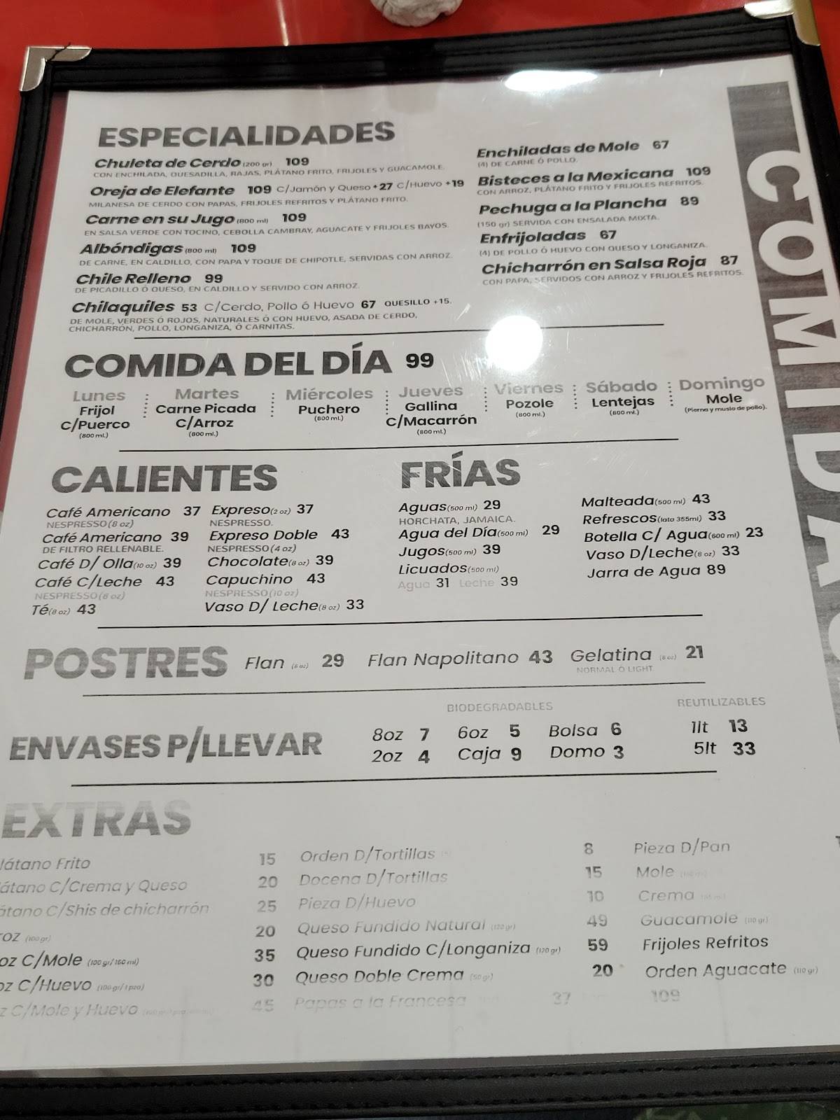 Menu at Las Gordas Restorán Centro restaurant, Villahermosa