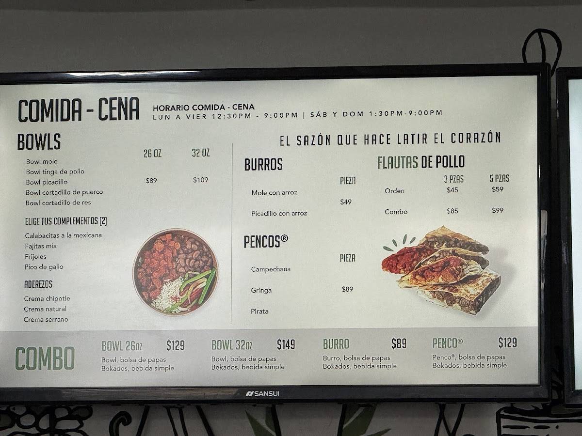 Carta del restaurante Las Pencas, Saltillo