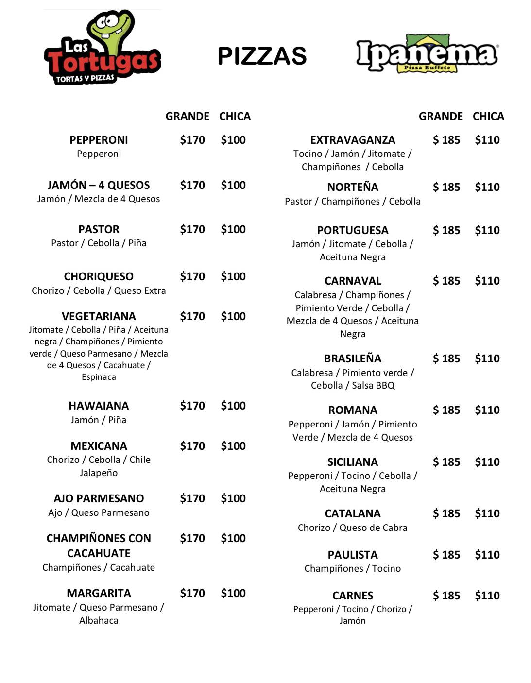Carta del restaurante Las TORTUGAS Tortas y Jugos Uruapan, Uruapan
