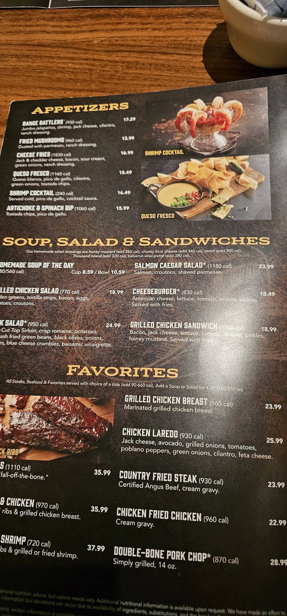 Menu at Saltgrass Steak House steakhouse, Las Vegas