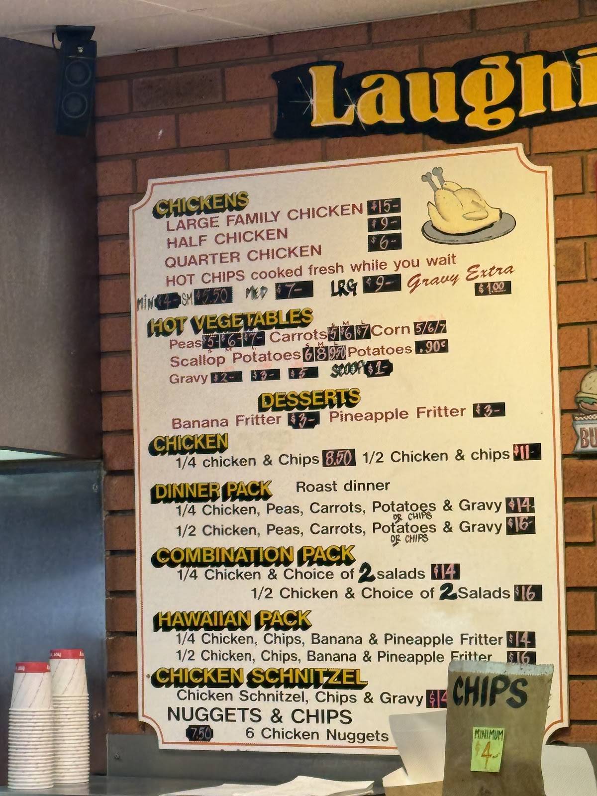 Menu at Laughing Chicken fast food, Deniliquin
