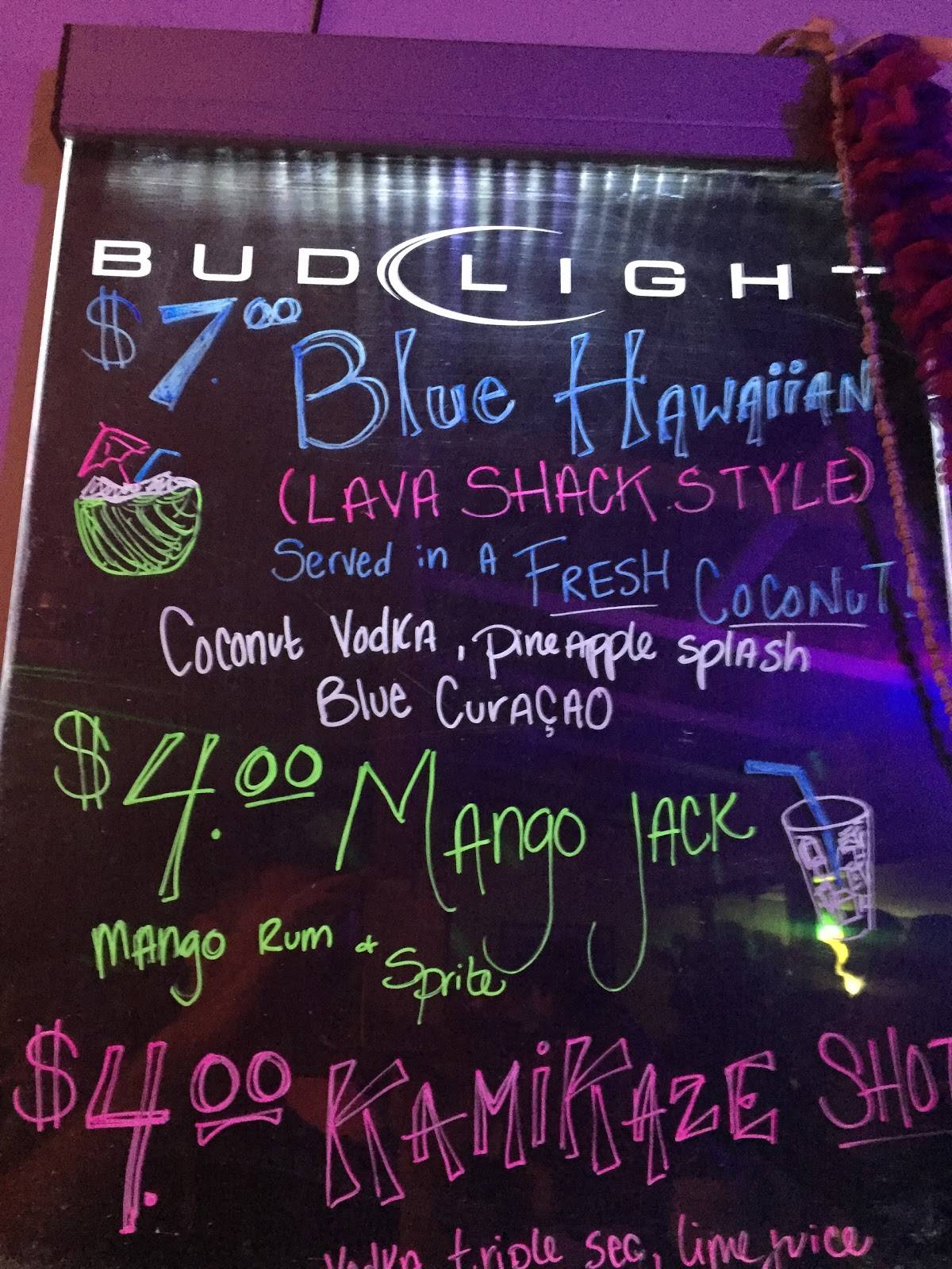 Menu at Lava Shack pub & bar, Pāhoa
