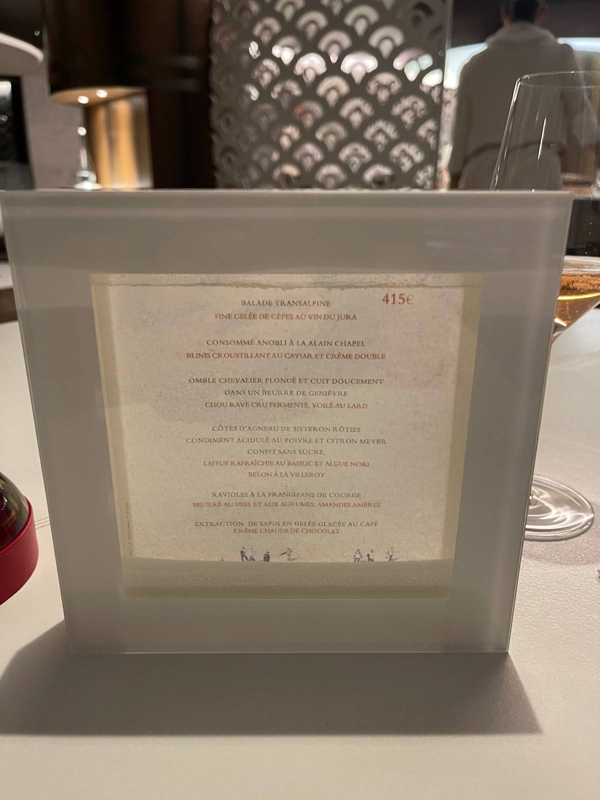 Menu au Le 1947 à Cheval Blanc restaurant, La Perrière