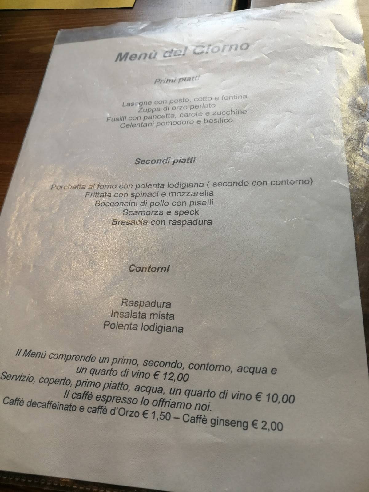 Menu da Le Bon Bec ristorante, Zelo Buon Persico