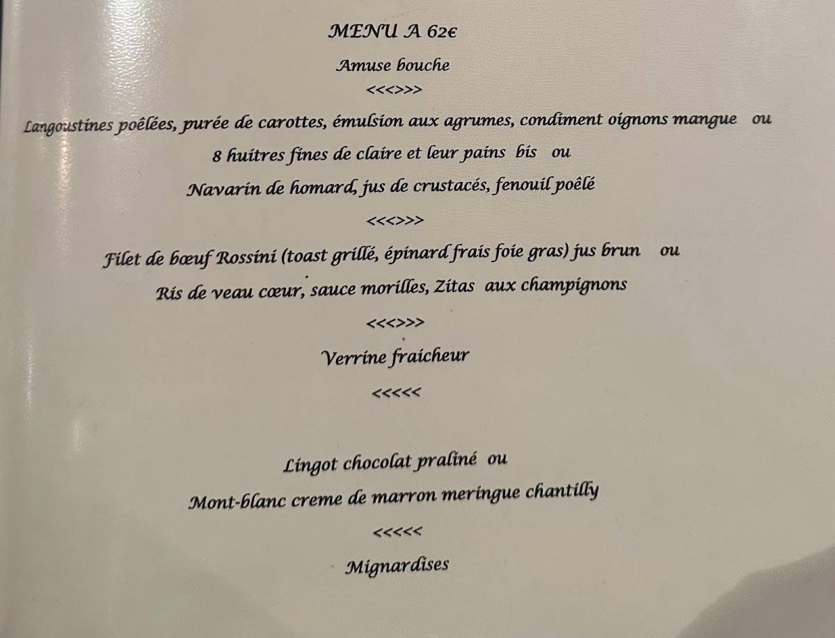 Menu au Le Chat Noir restaurant, Metz