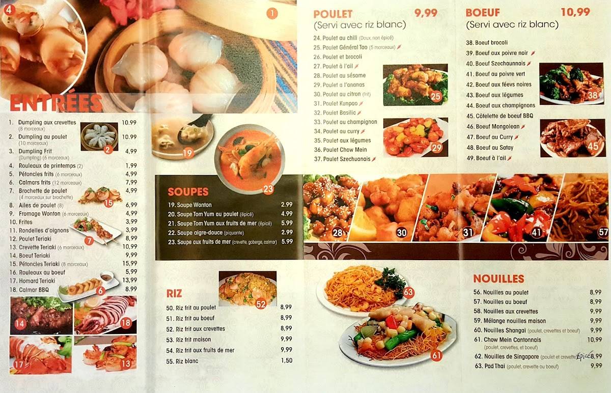 Menu au Le Coin Chinois Du Cap restaurant, Trois-Rivières