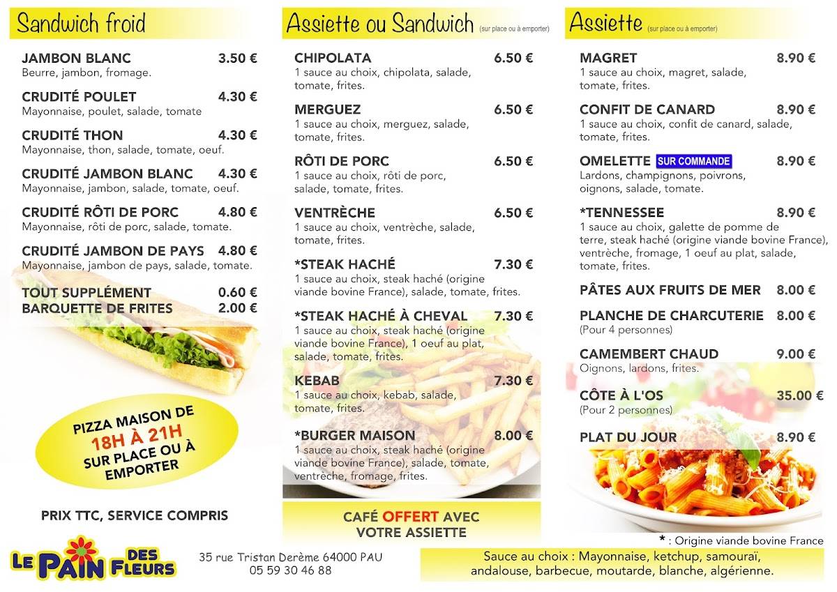 Menu at Le Pain Des Fleurs, Pau