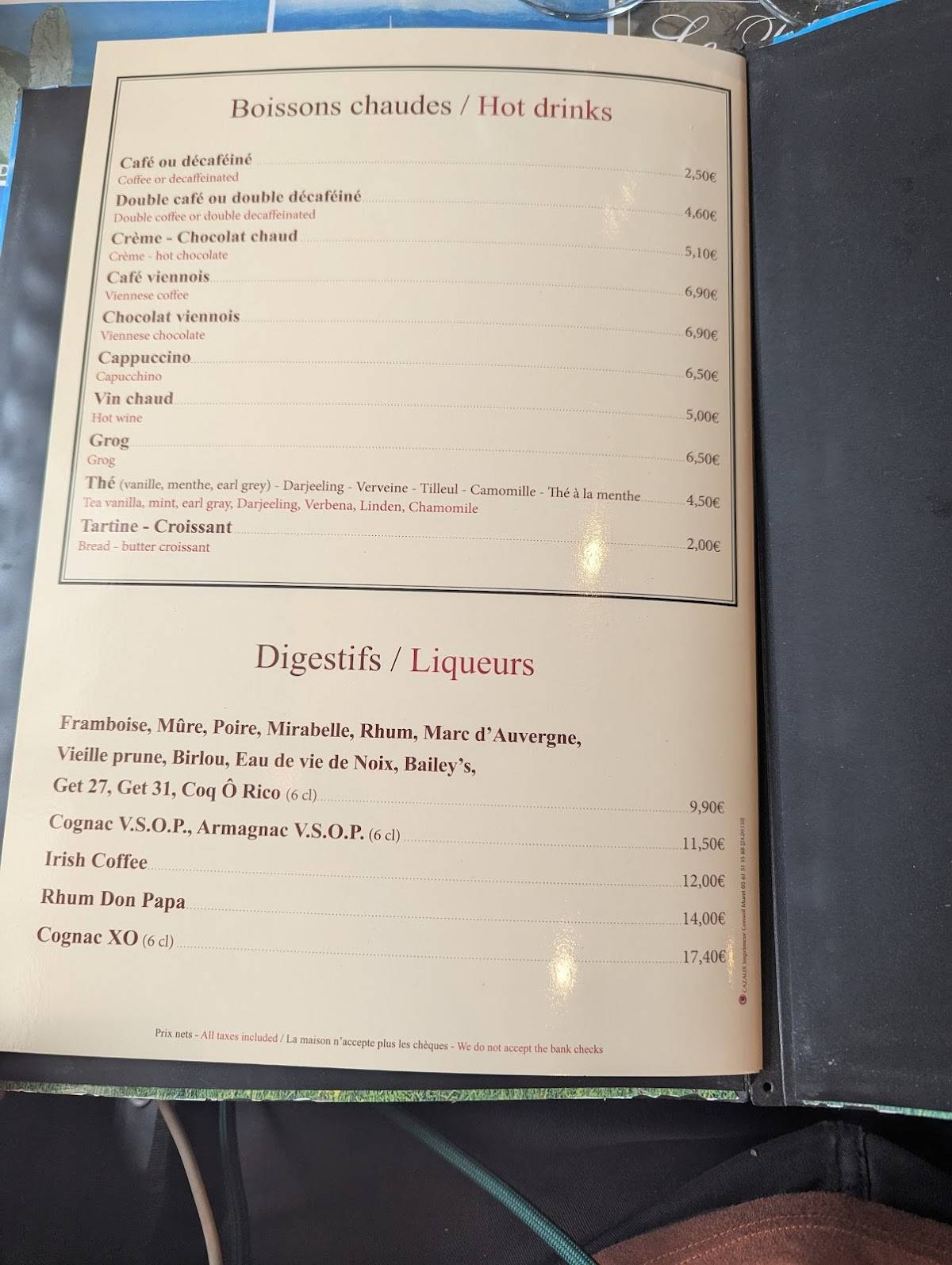 Menu au Le Plomb du Cantal restaurant, Paris, 3 Rue de la Gaité