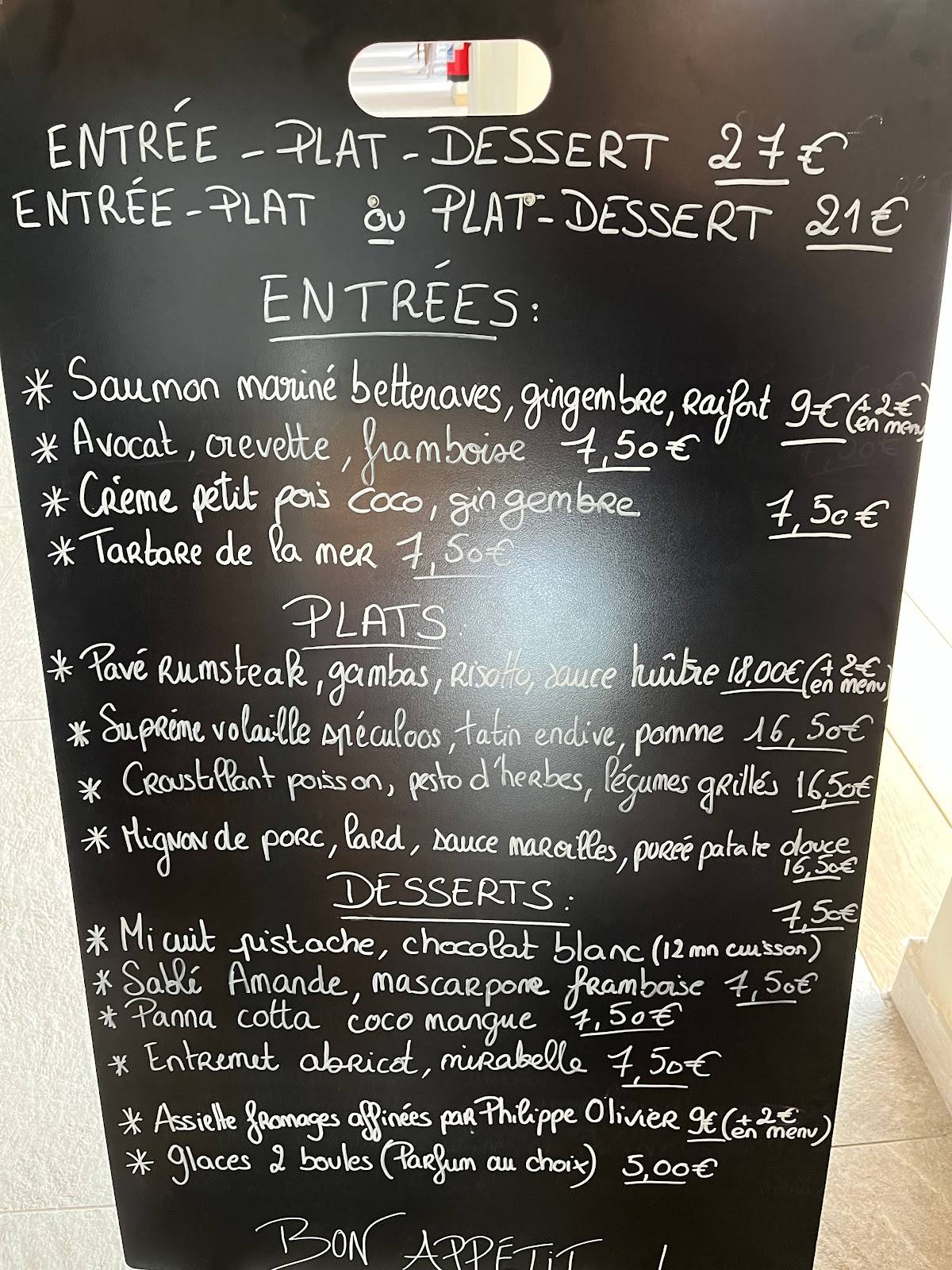Menu au Le Sémaphore restaurant, Rang-du-Fliers