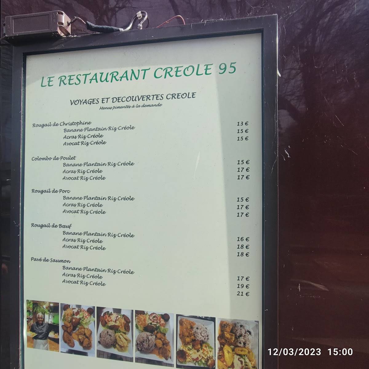 Carta de Le restaurant créole 95, Franconville