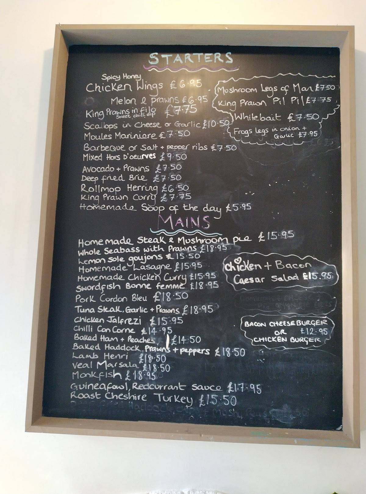 Menu at Legs Of Man pub & bar, Sandbach