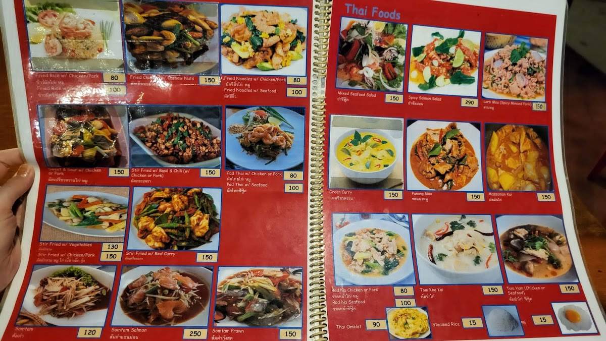 Menu at Lek on the Beach restaurant, Rawai
