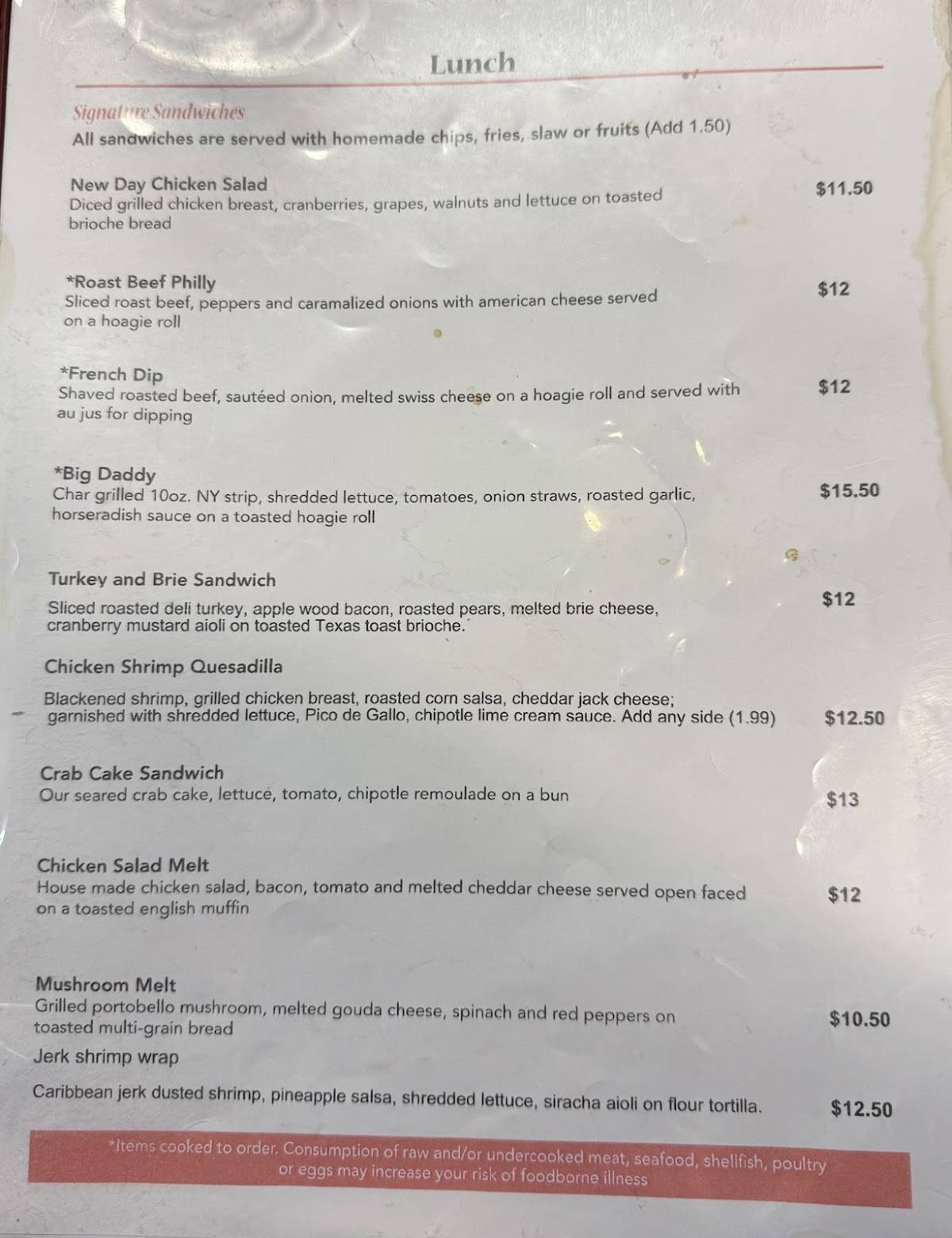Menu at New Day Cafe, Leland