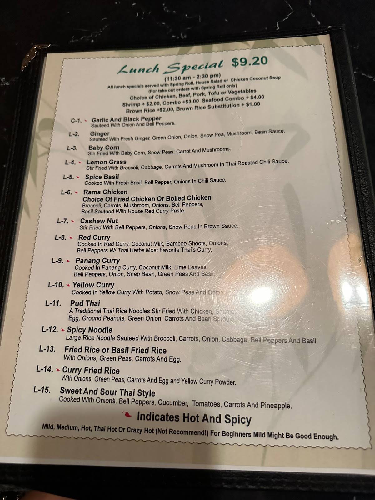 Menu at Lemon Grass Thai Restaurant, Marietta