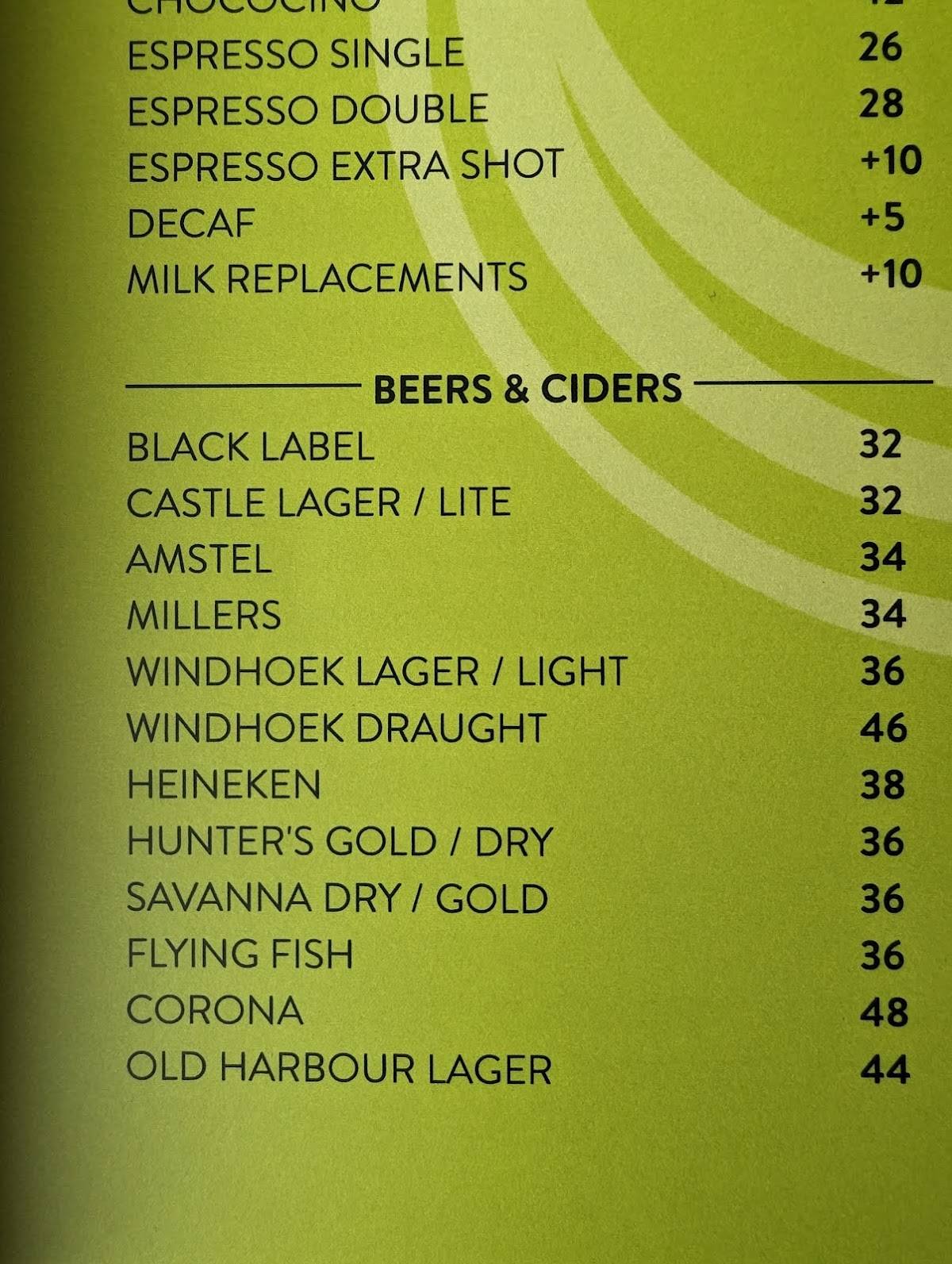 Menu at Lemonicious restaurant, Hermanus