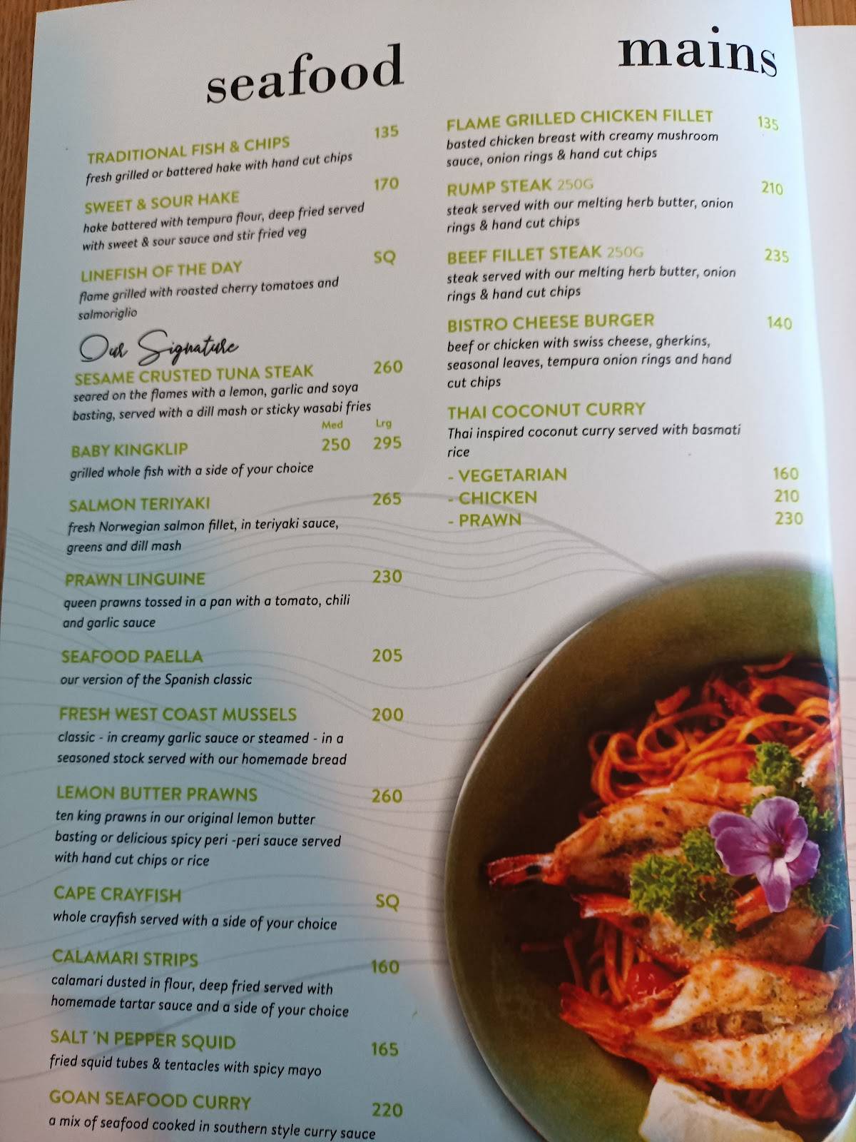Menu at Lemonicious restaurant, Hermanus