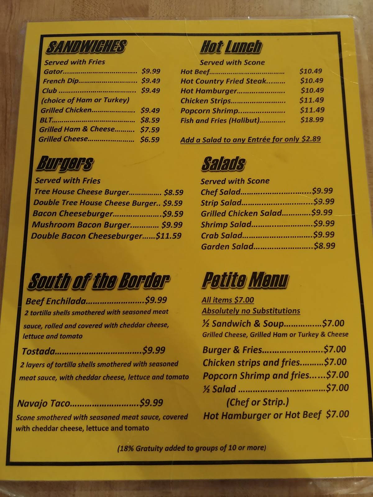 Menu at Leslie's Family Tree Restaurant, Santaquin