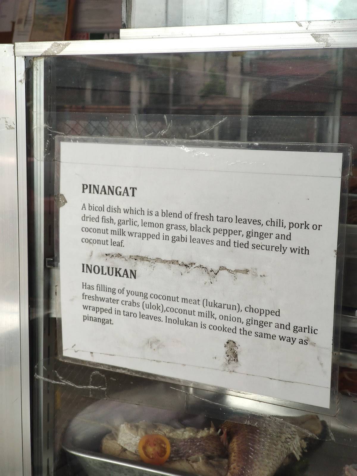 Menu at Lets Pinangat restaurant, Camalig