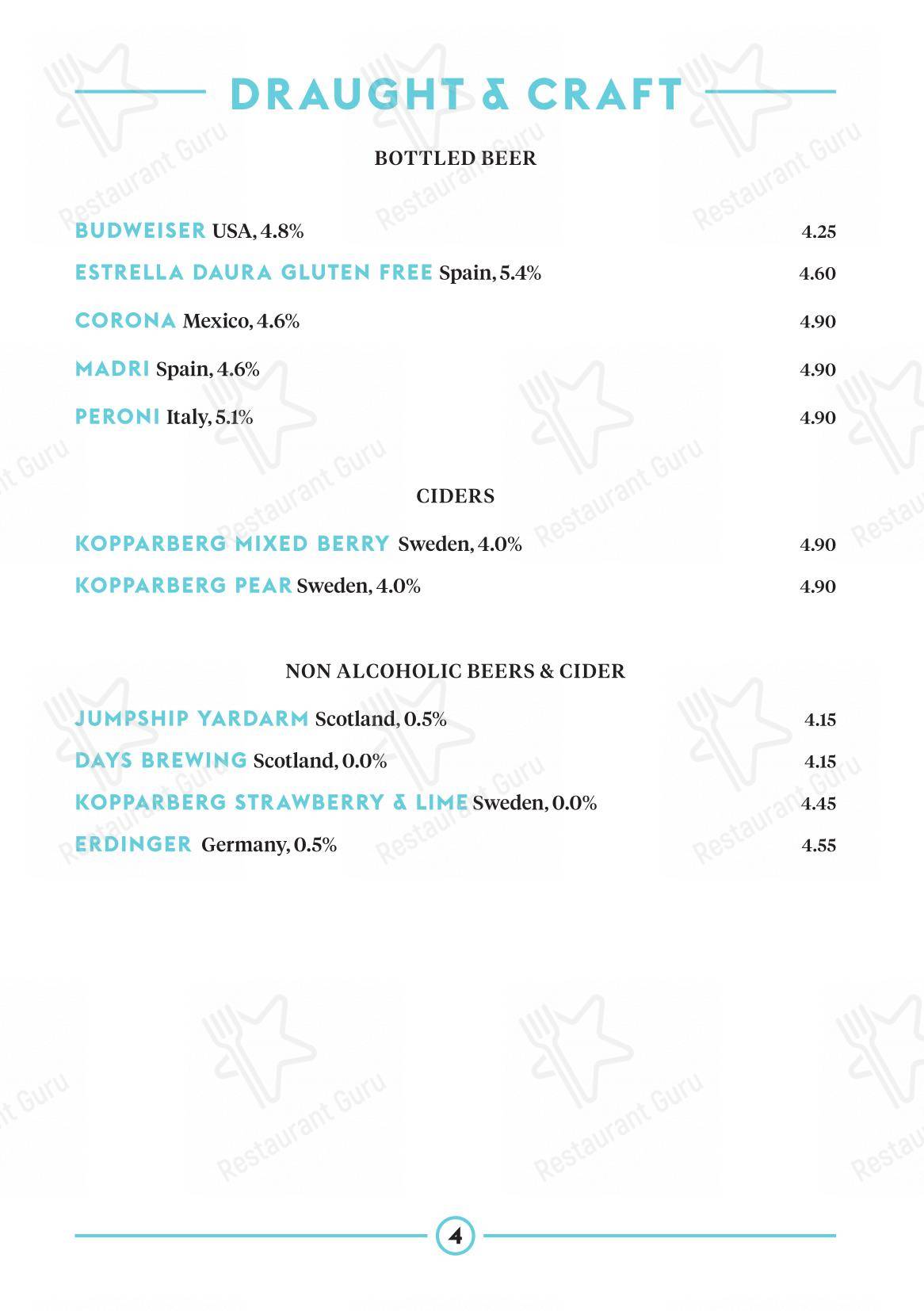 Menu at Lido Prestwick pub & bar, Prestwick