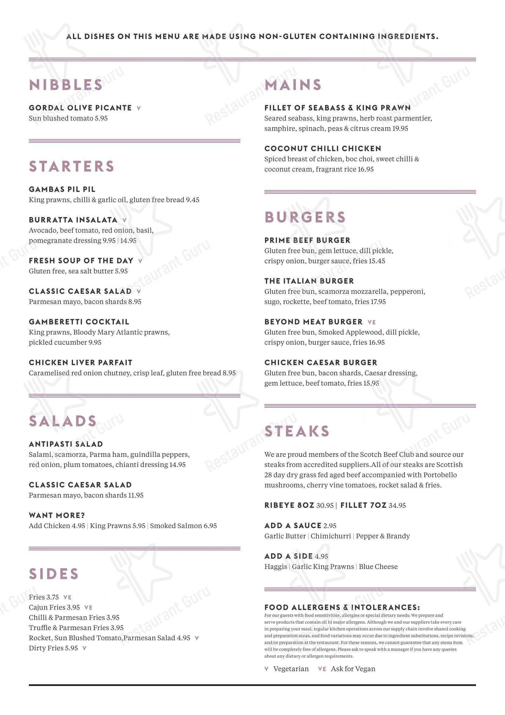 Menu at Lido Prestwick pub & bar, Prestwick
