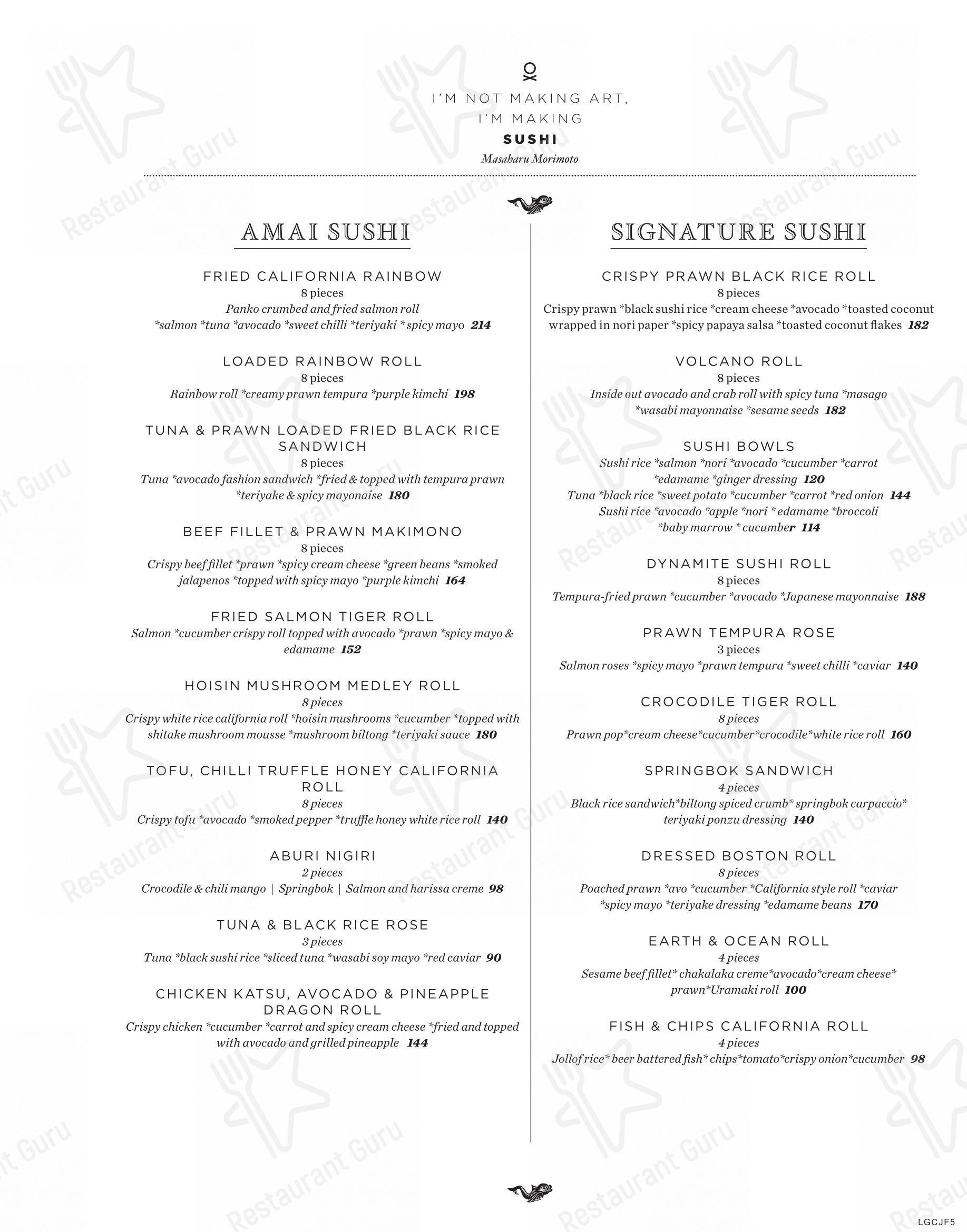 Menu at Life Grand Cafe Waterfront, Cape Town, 2 Pierhead Road