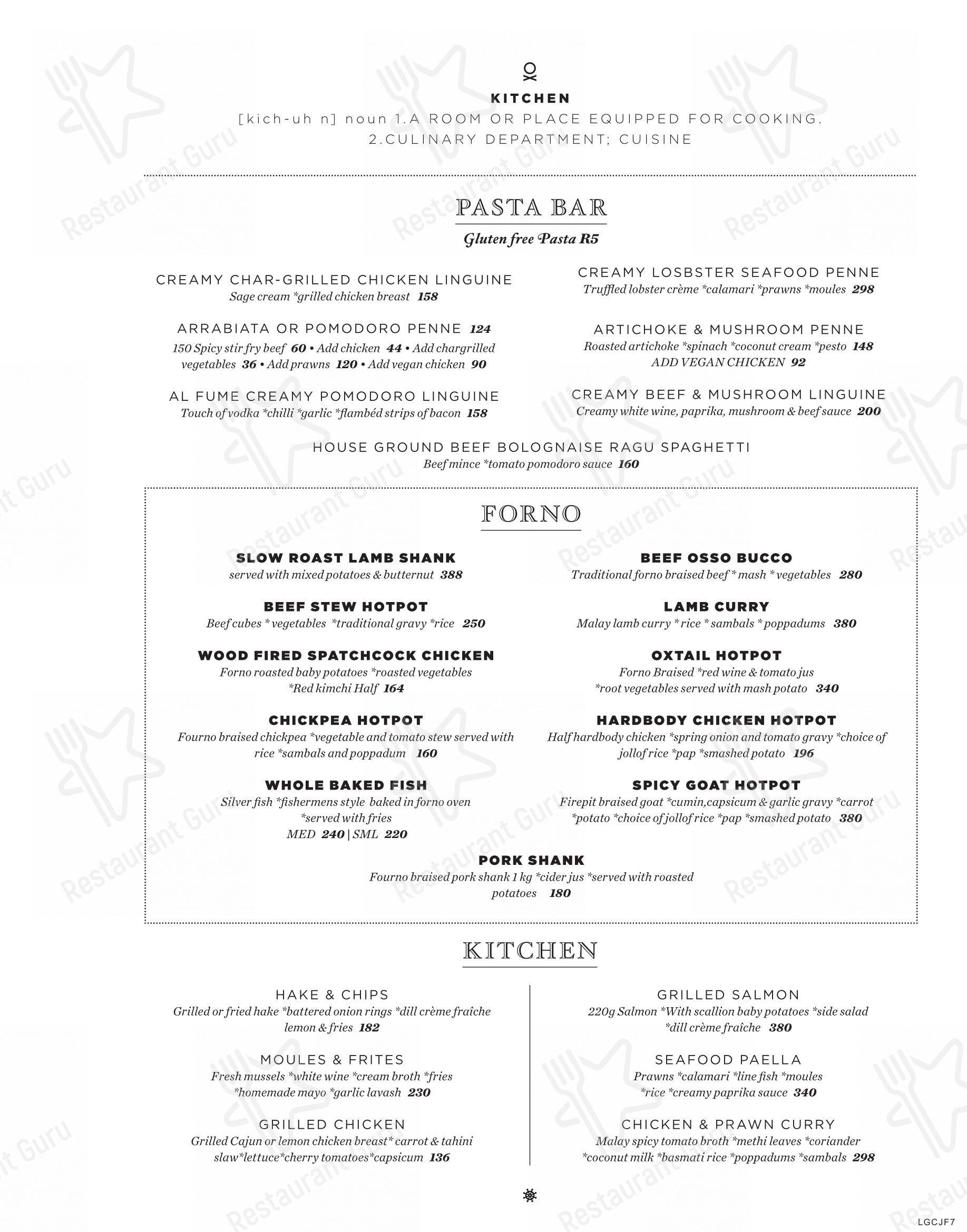 Menu at Life Grand Cafe Waterfront, Cape Town, 2 Pierhead Road