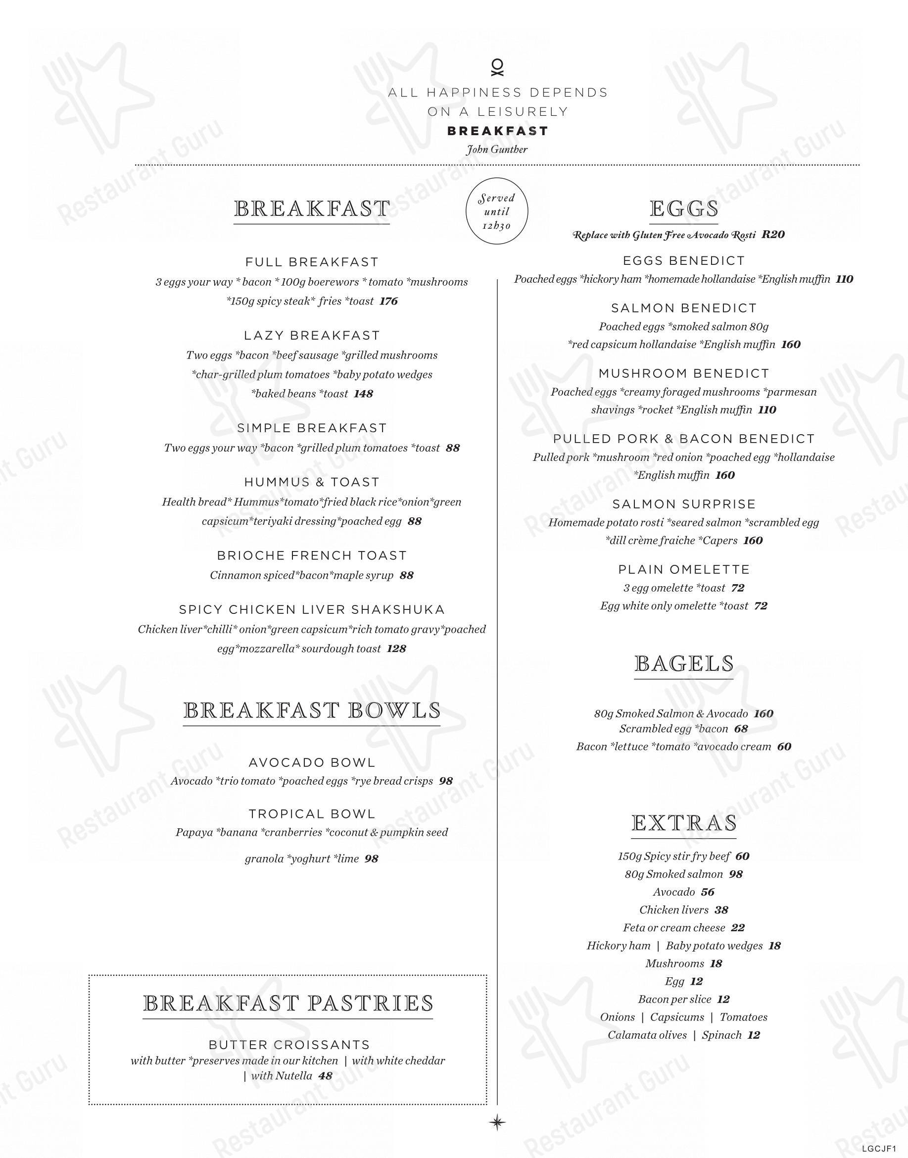 Menu at Life Grand Cafe Waterfront, Cape Town, 2 Pierhead Road