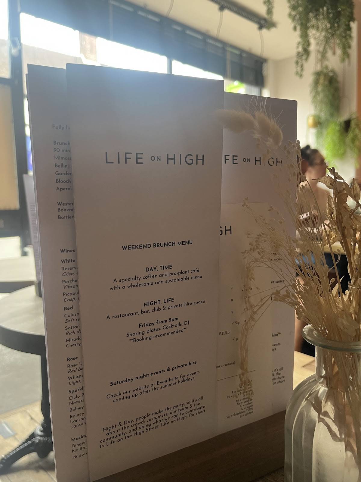 Menu at Life on High restaurant, Sevenoaks