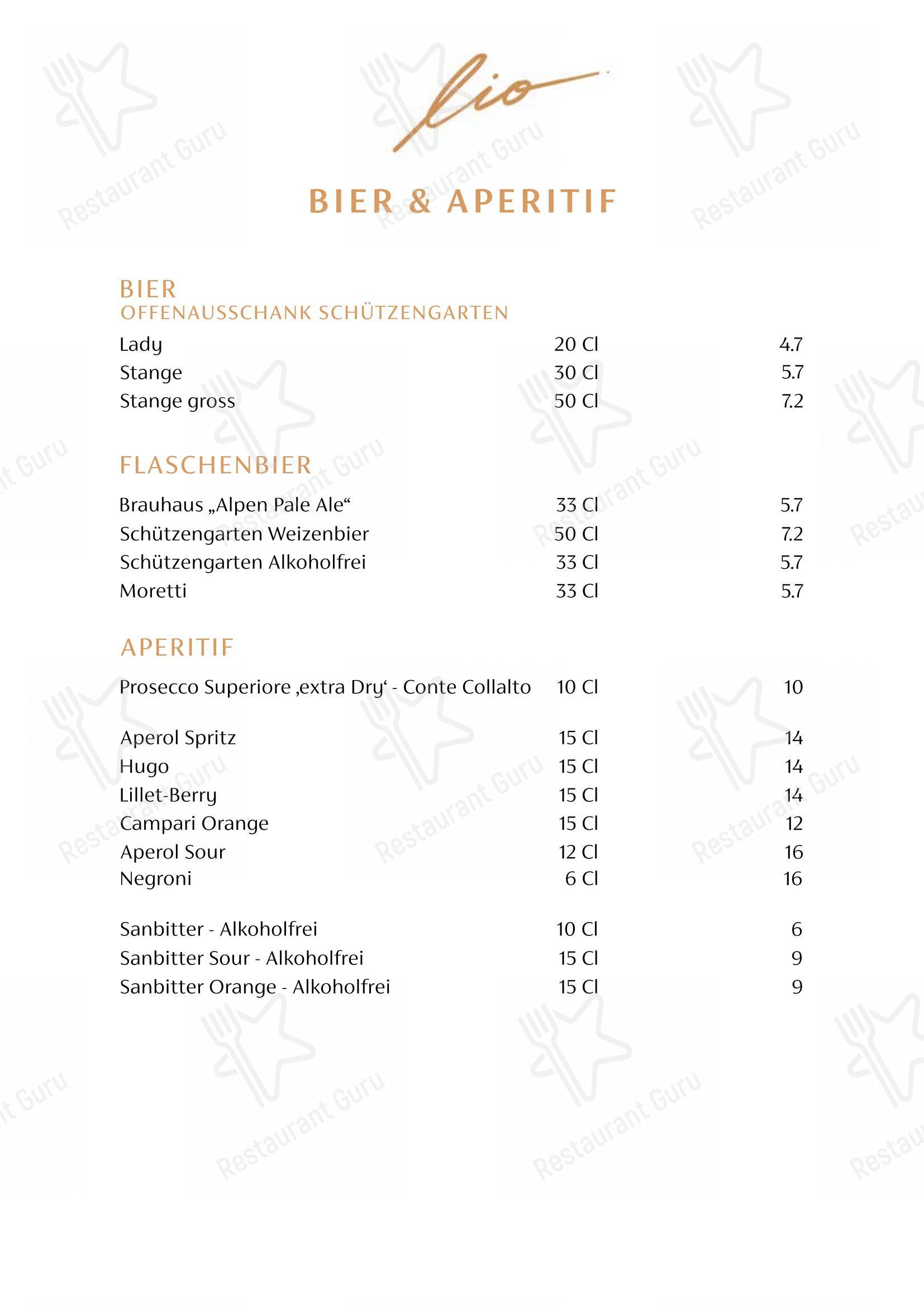 Speisekarte von Restaurant Lio, Schaan