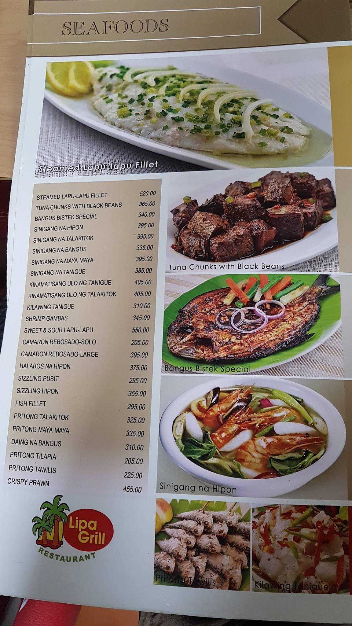Menu at Lipa Grill restaurant, Lipa