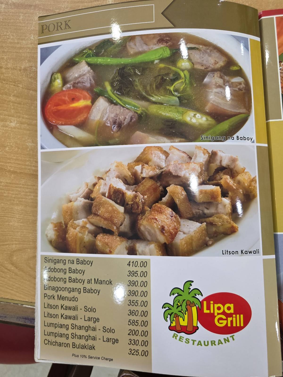 Menu at Lipa Grill restaurant, Lipa