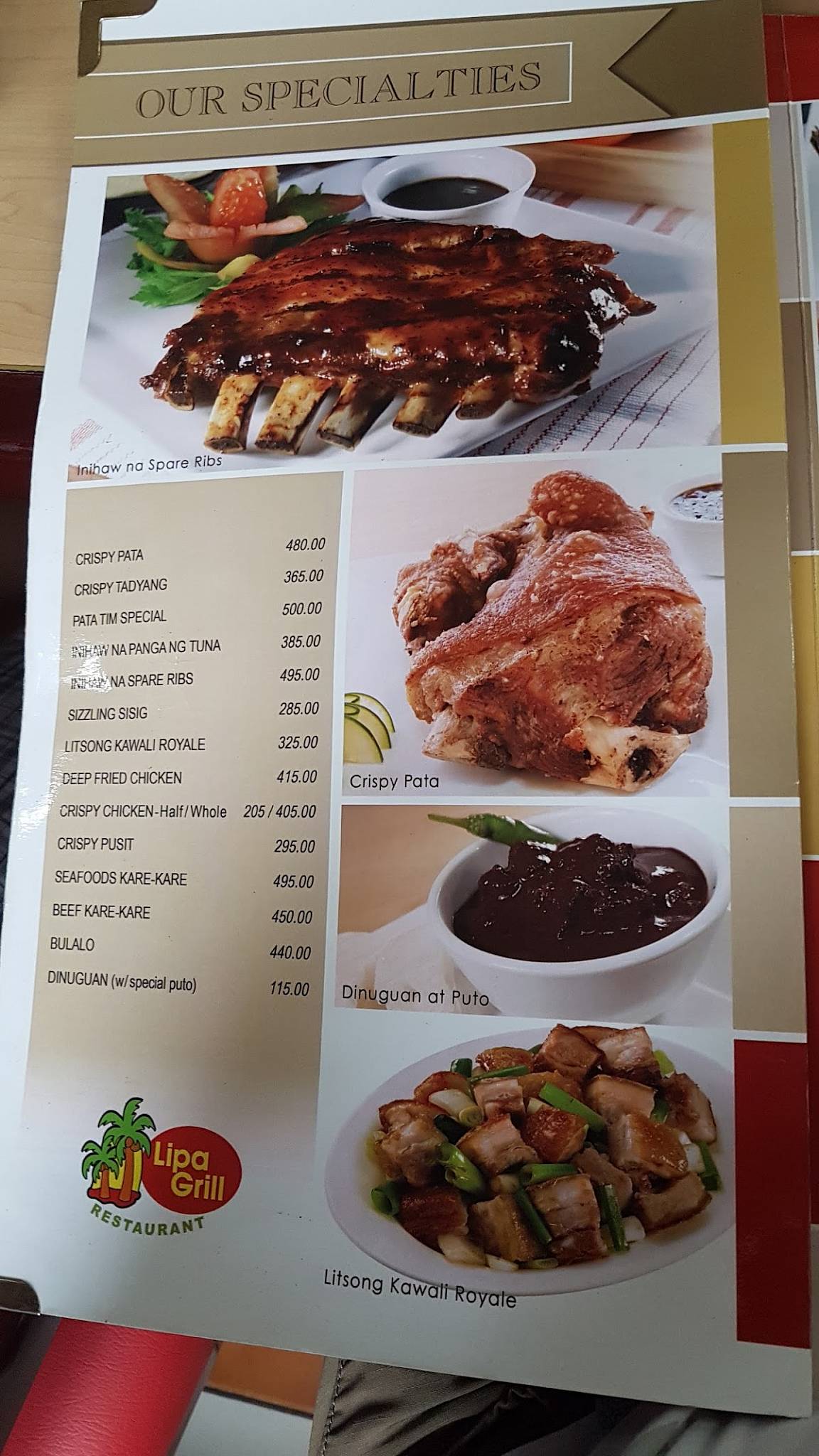 Menu at Lipa Grill restaurant, Lipa