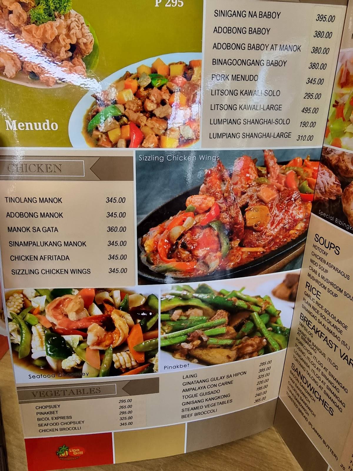 Menu at Lipa Grill restaurant, Lipa