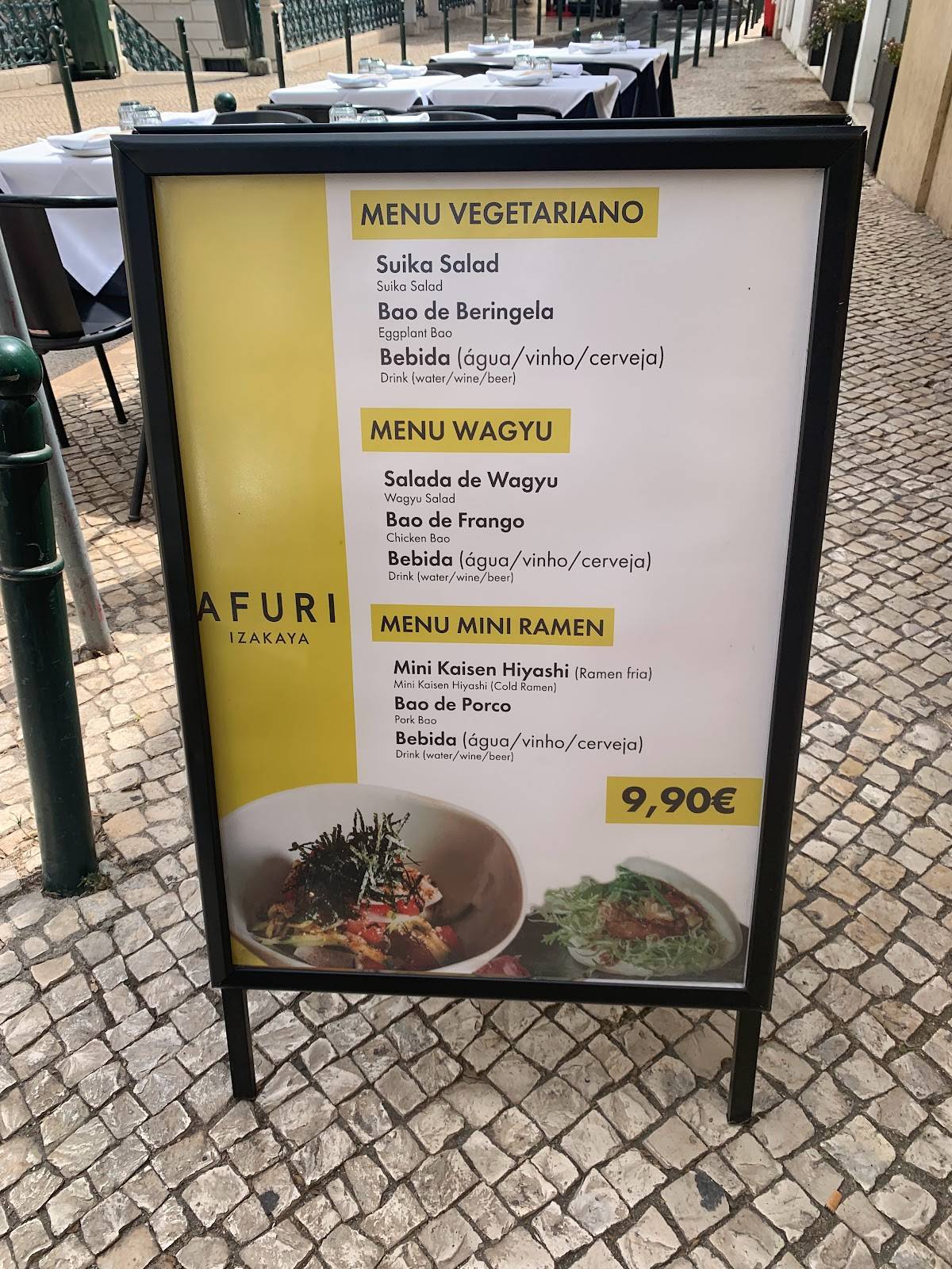 Menu em Afuri restaurante, Lisboa