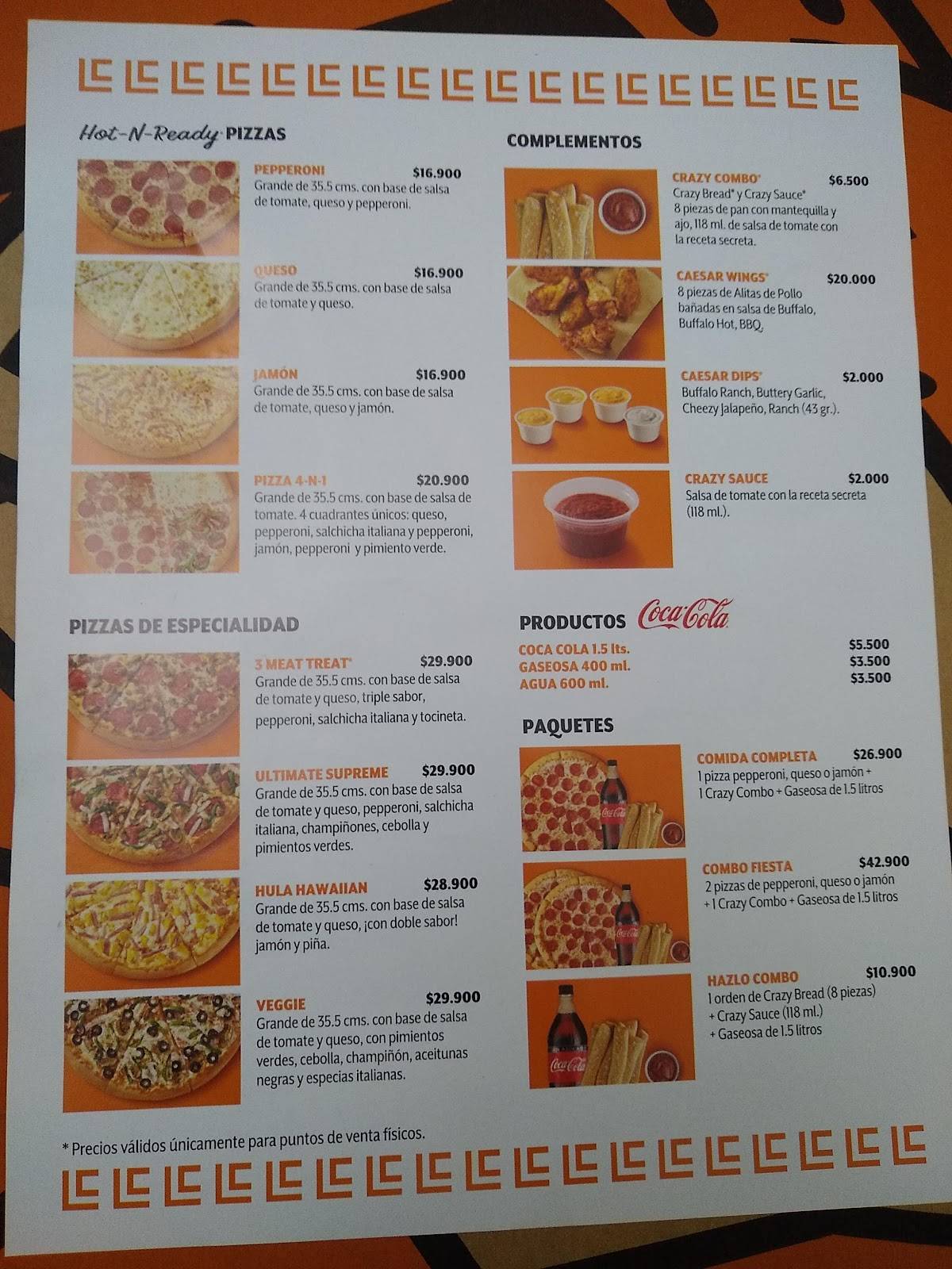 Carta del restaurante Little Caesars Pizza, Bogotá, Cl. 63 Sur #70C - 25