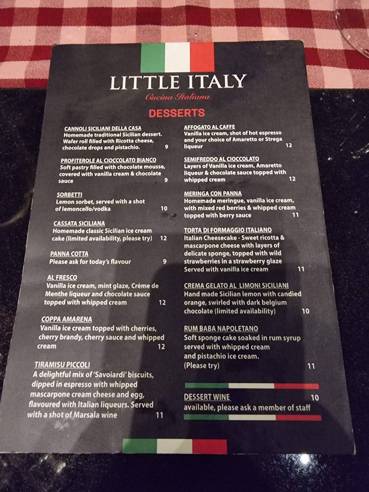 Little italy menu store