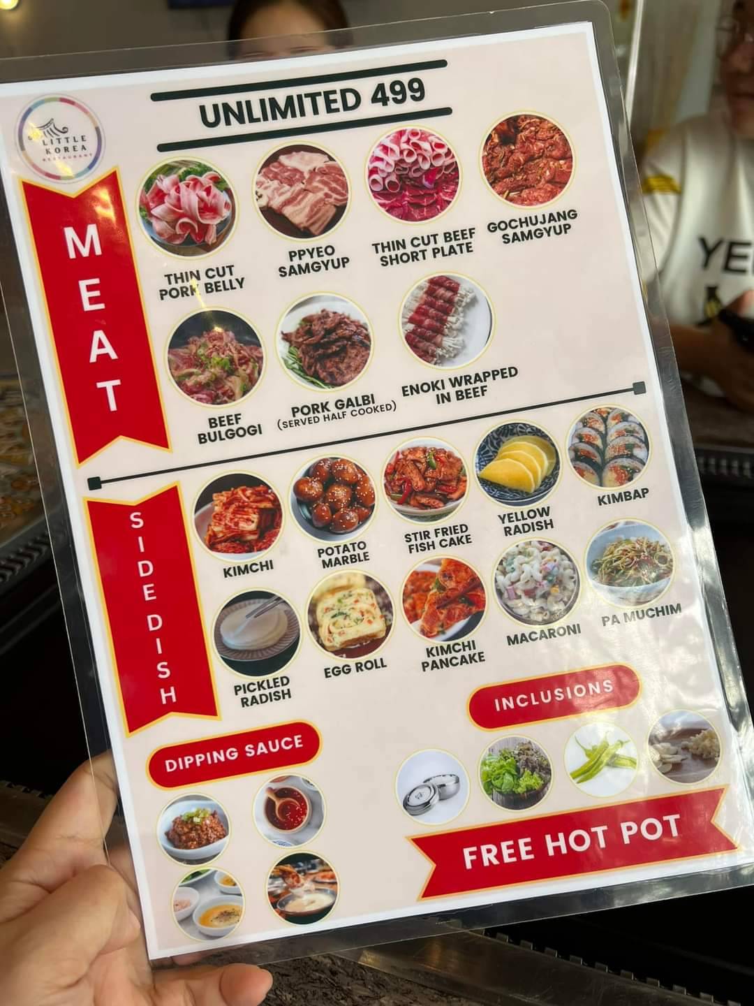 Menu at Little Korea Restaurant, Urdaneta City