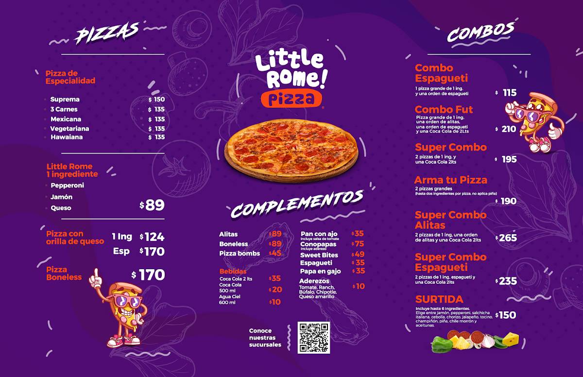 Menu at Little Rome Pizza Suc Hombres Ilustres restaurant, Ciudad Victoria