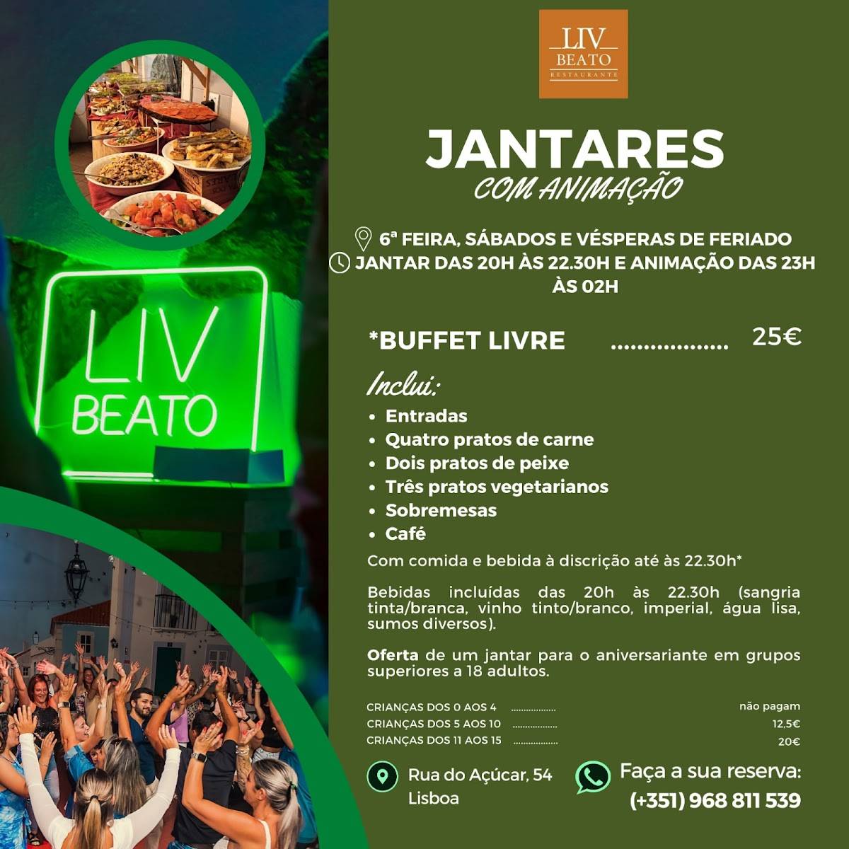 Menu at Restaurante Liv Beato, Lisbon
