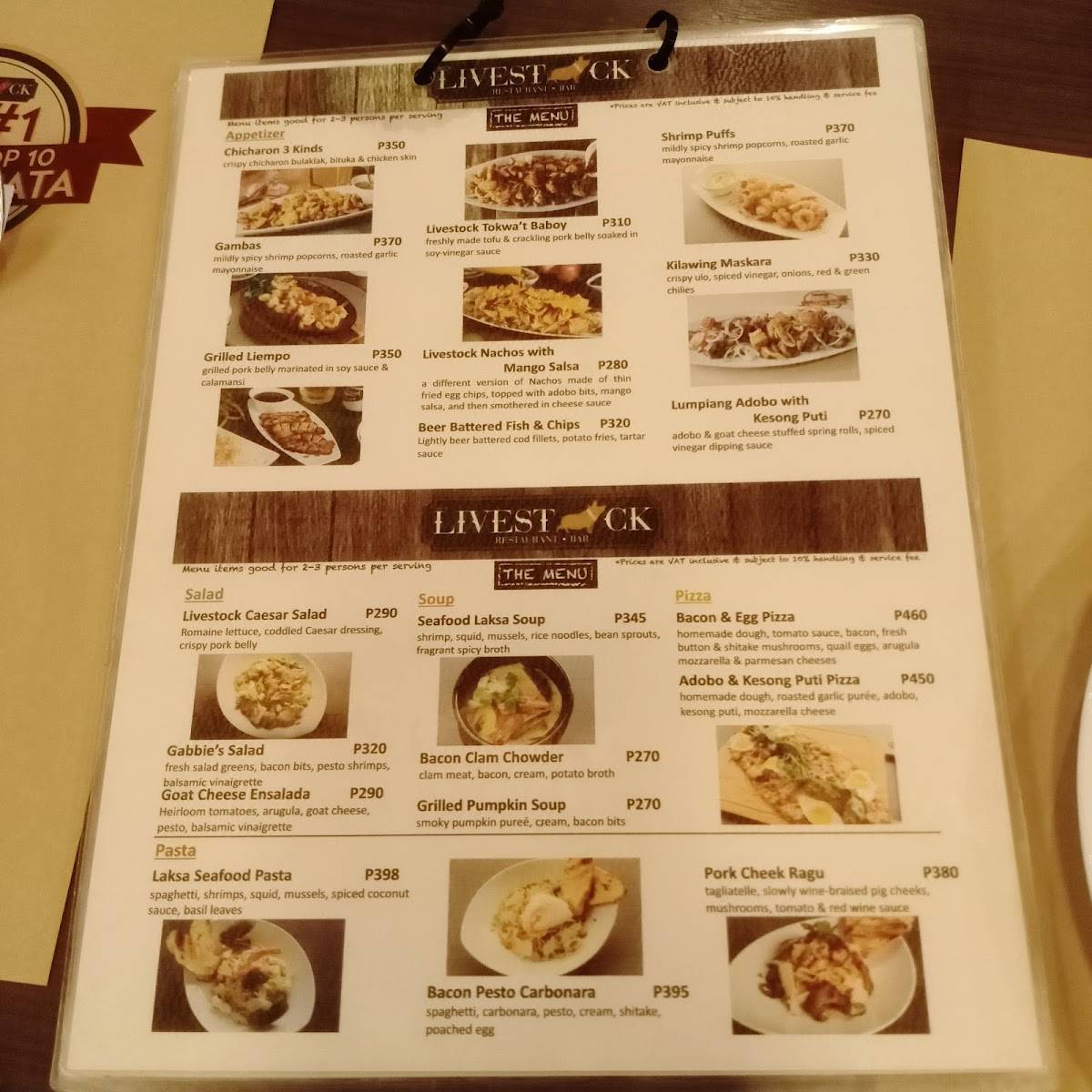 Menu at Livestock restaurant, Quezon City, El Jardin Del Presidente 1